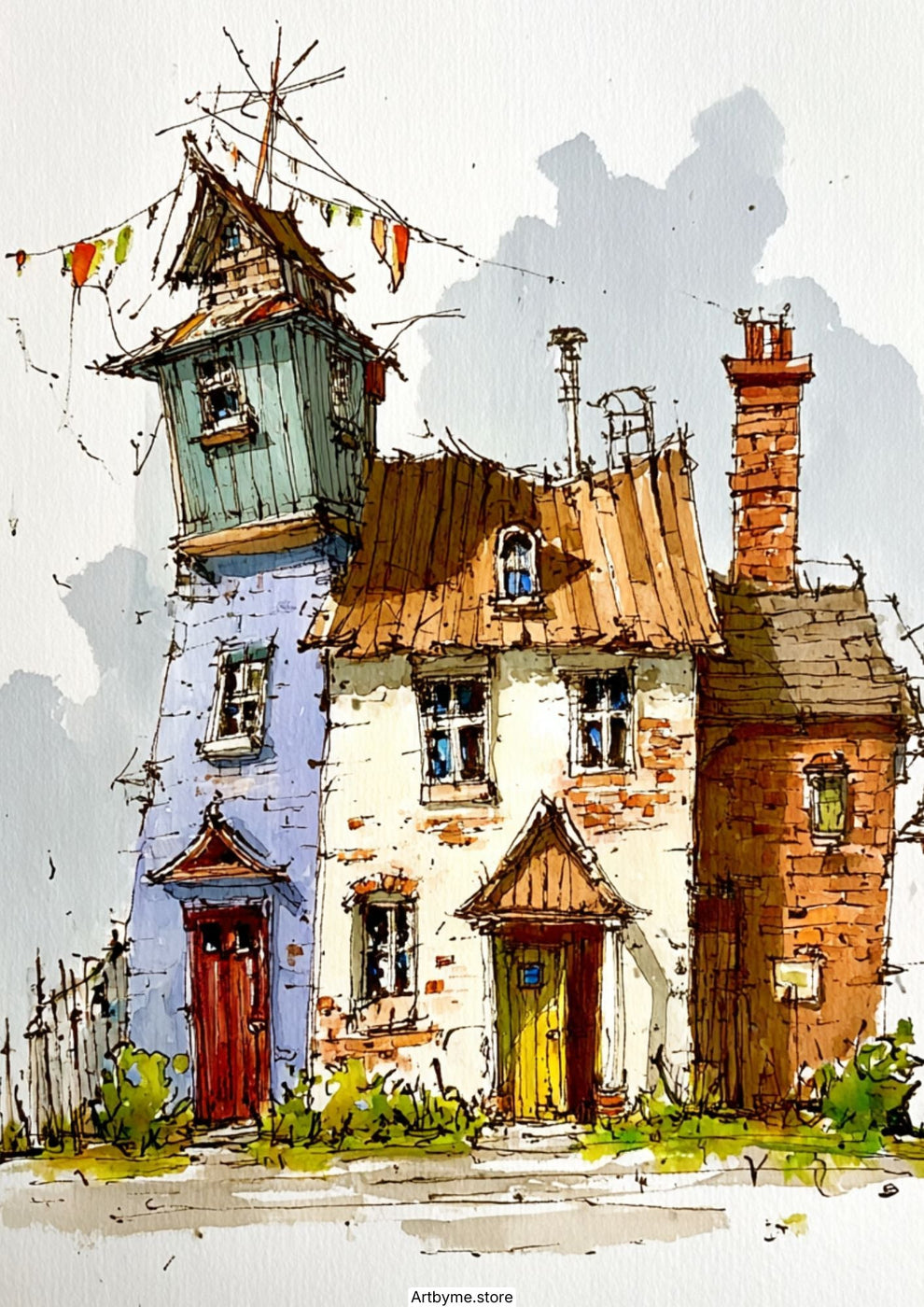 21 Whimsical House Watercolor Printable Coloring Pages – Art By Me